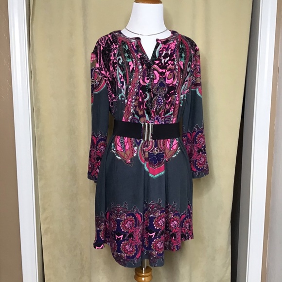 Reborn | Dresses | Nwt Reborn Button Up Paisley Tunic Dress Sz L M ...